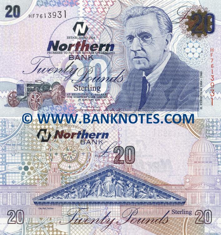 Northern Ireland 20 Pounds 2005 Irish Currency Bank Notes Paper