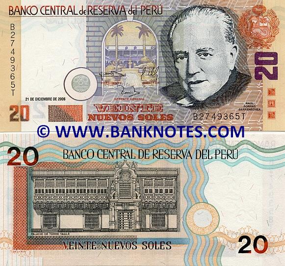 Peru 20 Nuevos Soles 2006 - Peruvian Currency Bank Notes, South ...