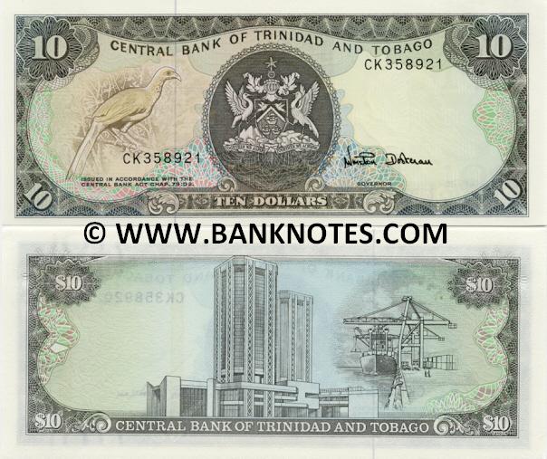 Trinidad Tobago 10 Dollars 1985 Trinidadian Tobagan Currency Bank