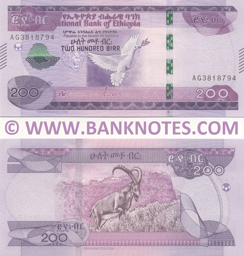 Ethiopia 200 Birr 2020 Ethiopian Currency Banknotes African Paper